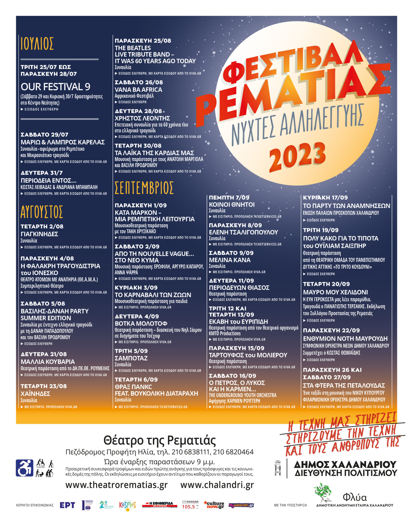 Φεστιβάλ Ρεματιάς 2023 - Το πρόγραμμα των εκδηλώσεων - Δήμος Χαλανδρίου